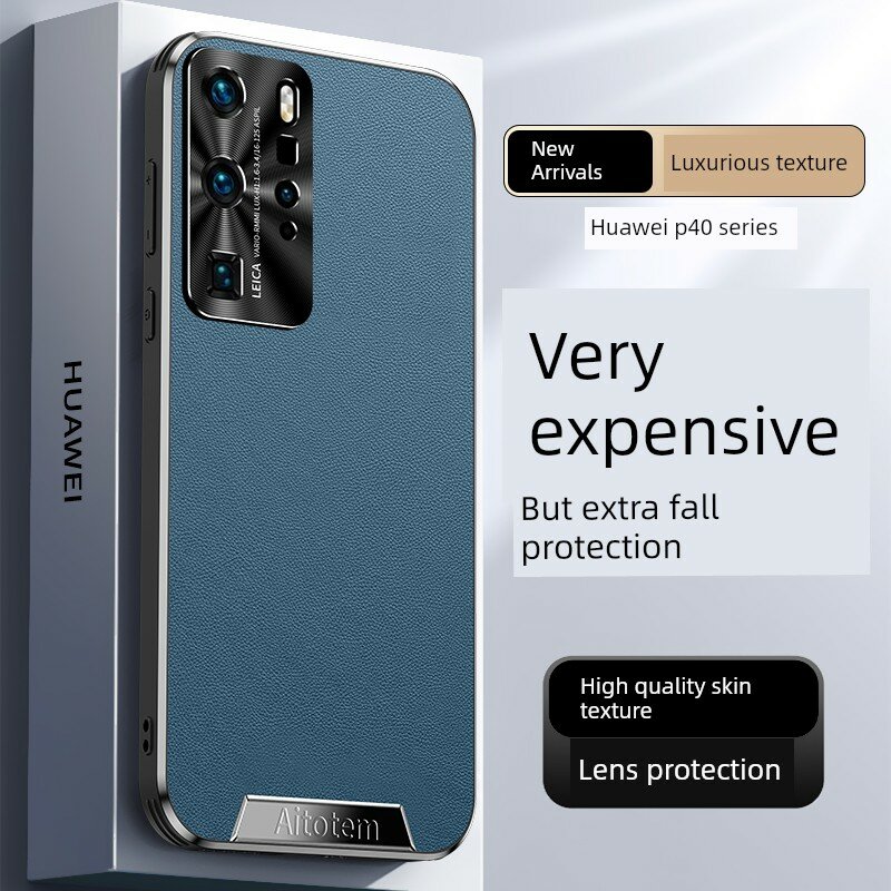 Чехол для Huawei P40 - глубокий синий, прямой край, арт-кожа с точными отверстиями, ударопрочный защитный чехол