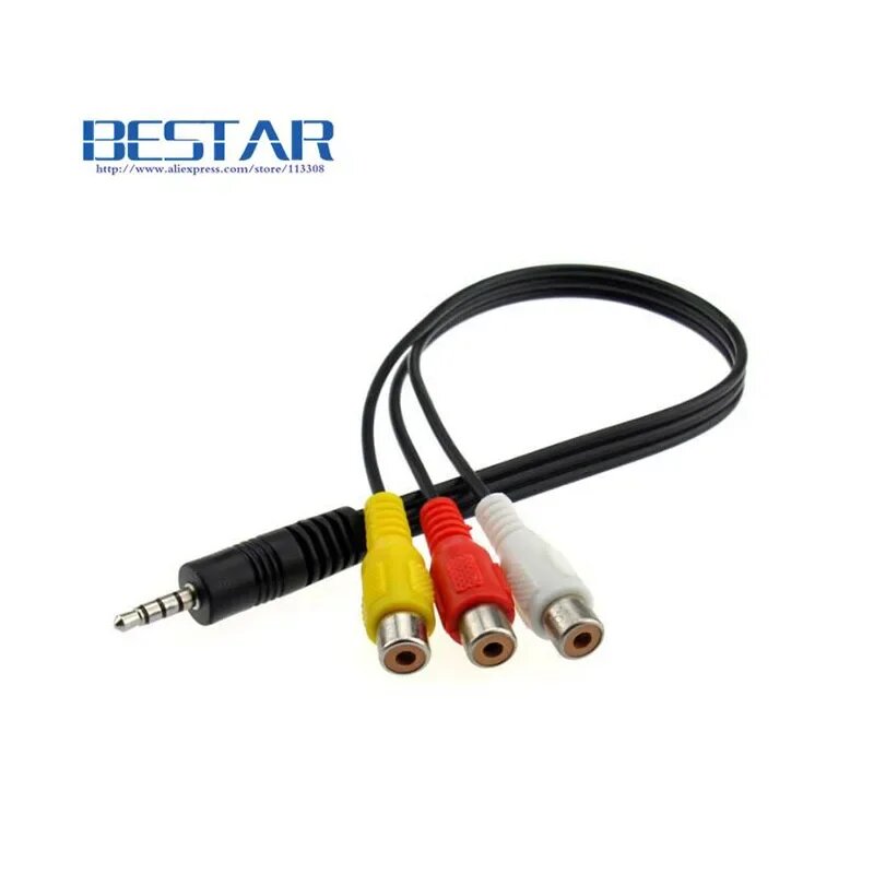 4-полюсный мини-AV-папа на 3RCA-мама M/F аудио-видео кабель стерео 3,5 мм на 3 Rca для ТВ-приставки DVD CD компьютерный звуковой динамик