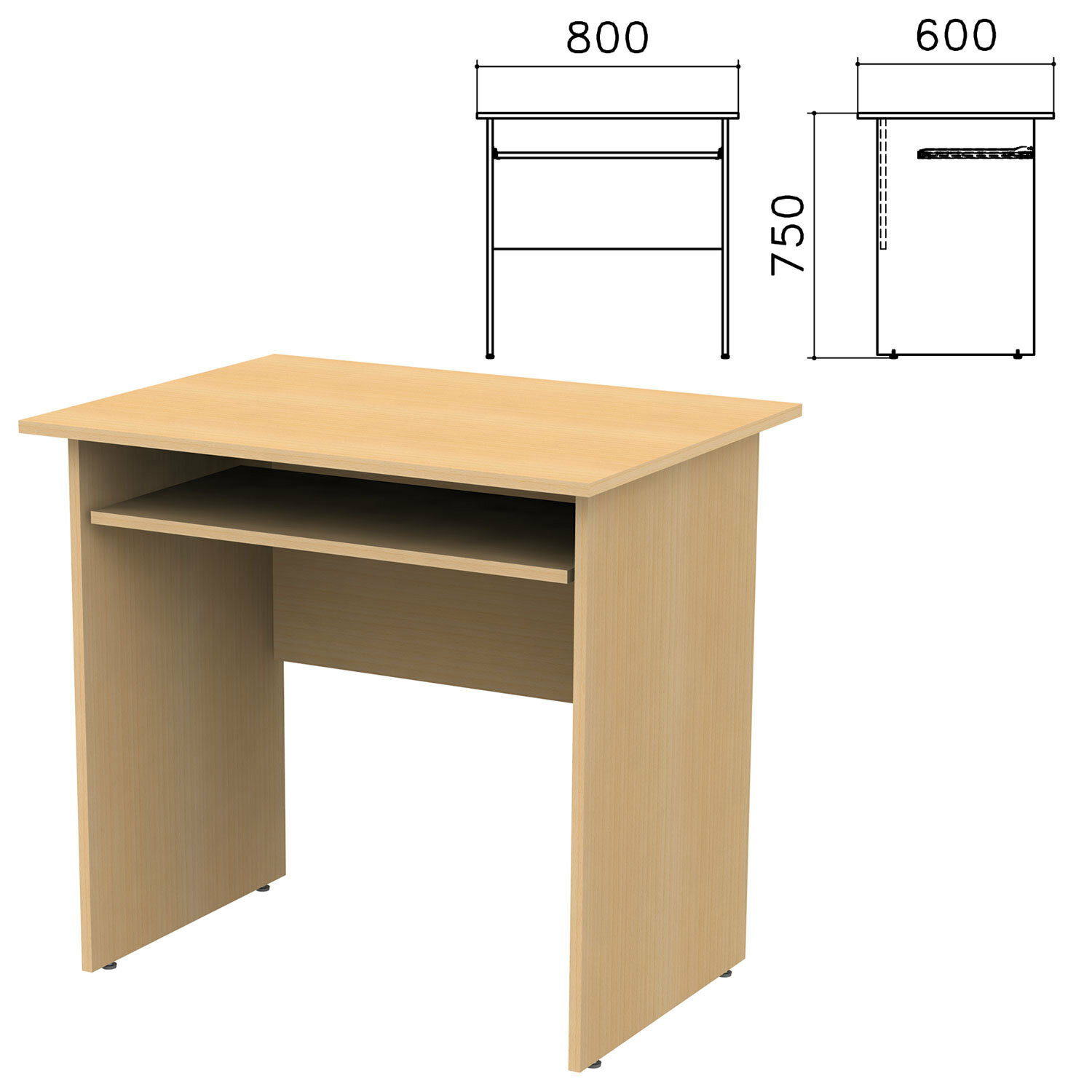 Стол компьютерный канц 800х600х750 мм, регулируемые опоры, бук невский СК25.10