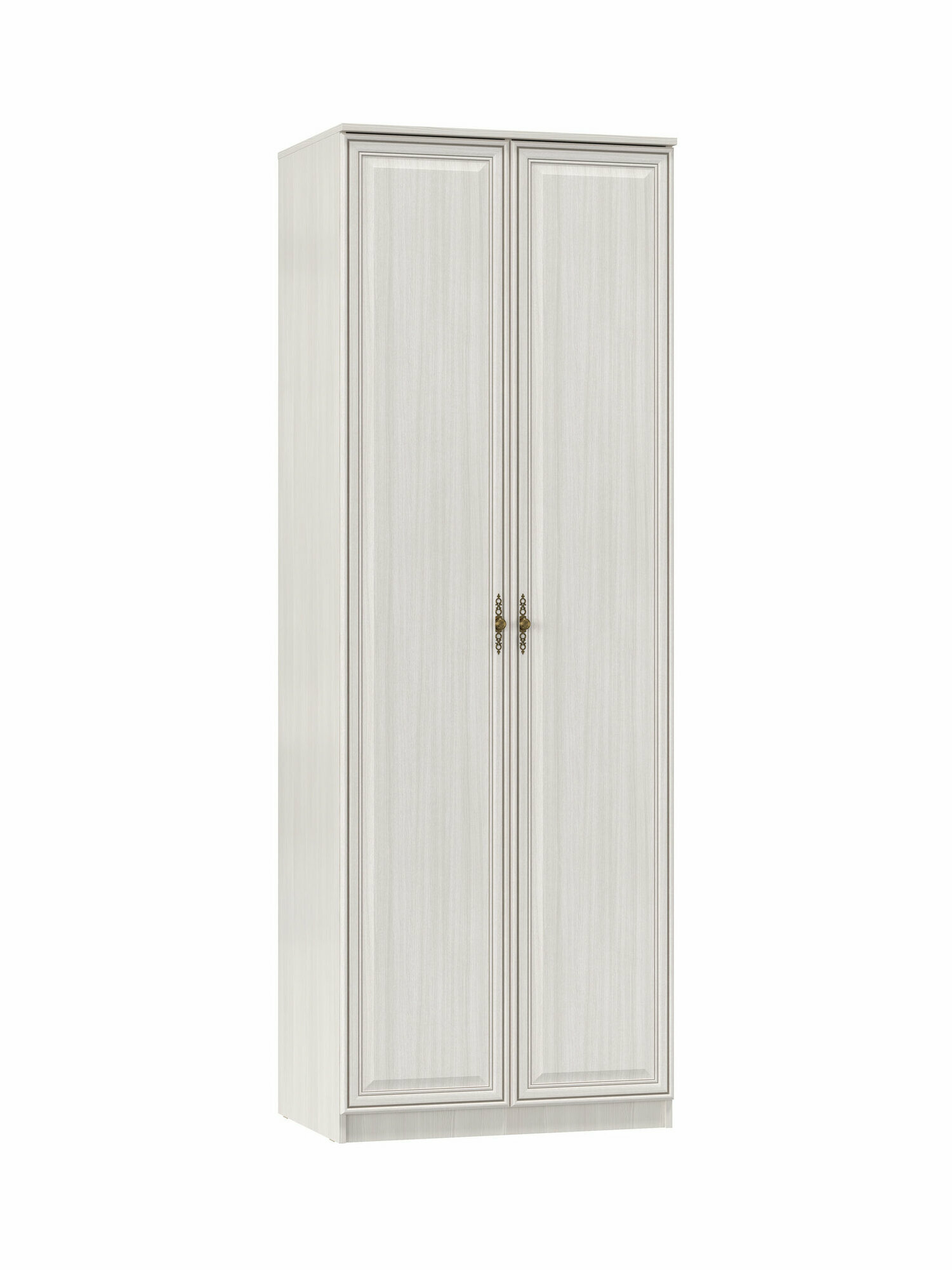 Распашной шкаф для одежды и хранения вещей Габриэлла с полками, со штангой, 80х55.4х227.4 см, Вудлайн кремовый / Сандал белый