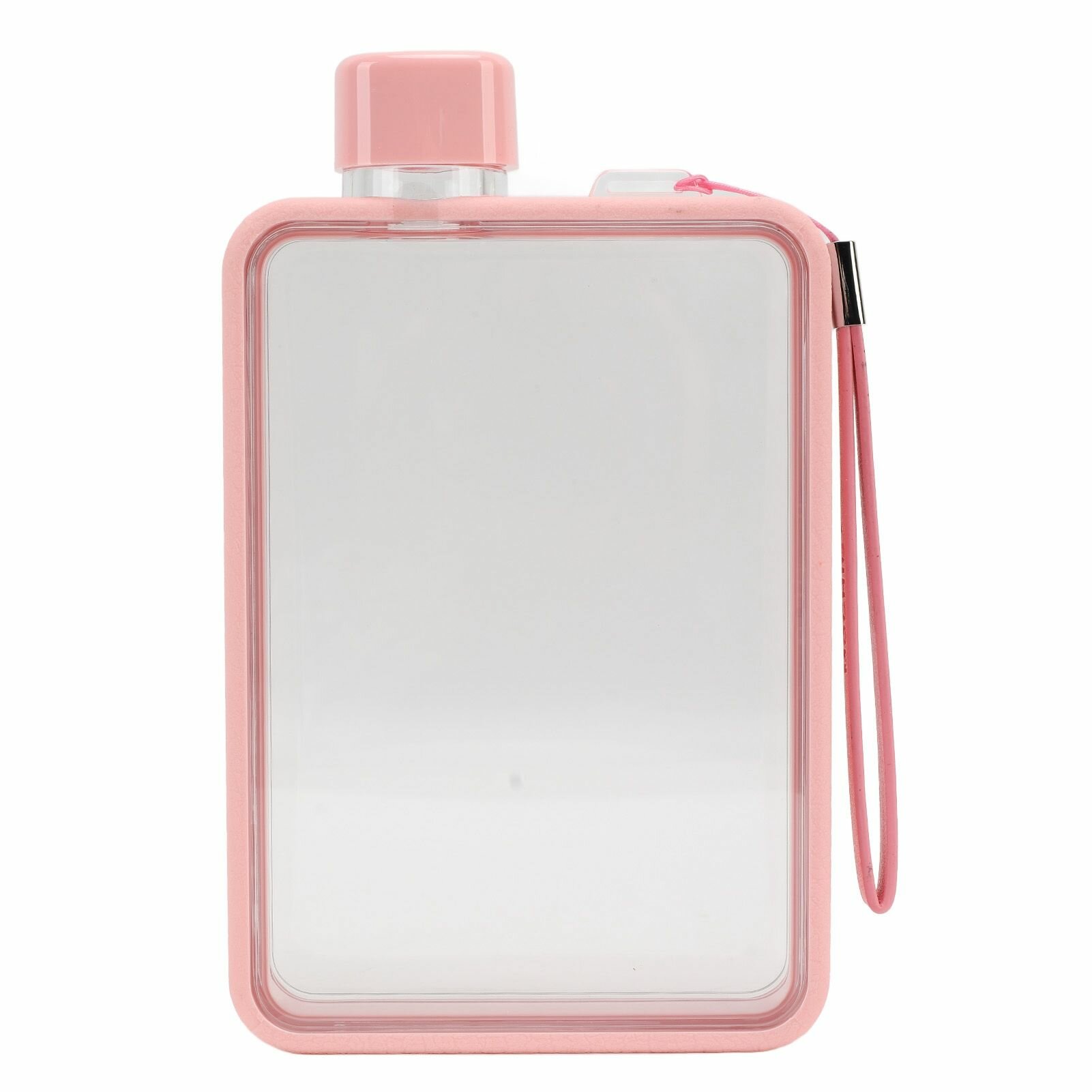 Бутылка для воды квадратная, розовая, прозрачная, 380 мл, герметичная, пластиковая, плоская, портативная, удобная для переноски