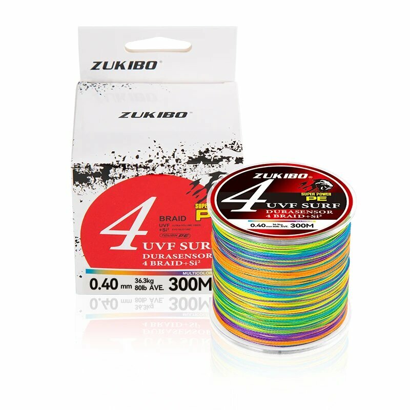 ZUKIBO 4-прядная плетеная леска, сверхпрочная мультифиламентная леска из полиэтилена, рыболовная леска для морской воды, износостойкая леска с защитой от укуса