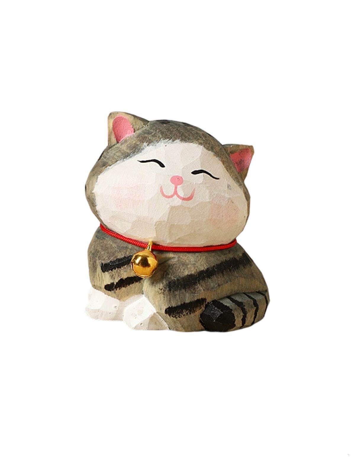 Маленькие фигурки кошек ручной работы, украшение для рукоделия, Коллекционирование деревянных животных