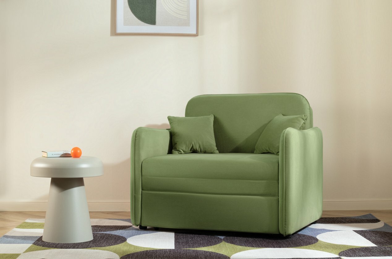 Кресло-кровать Кейсес Velvet Olive, divan.ru, 102x78x87, оливковый, велюр