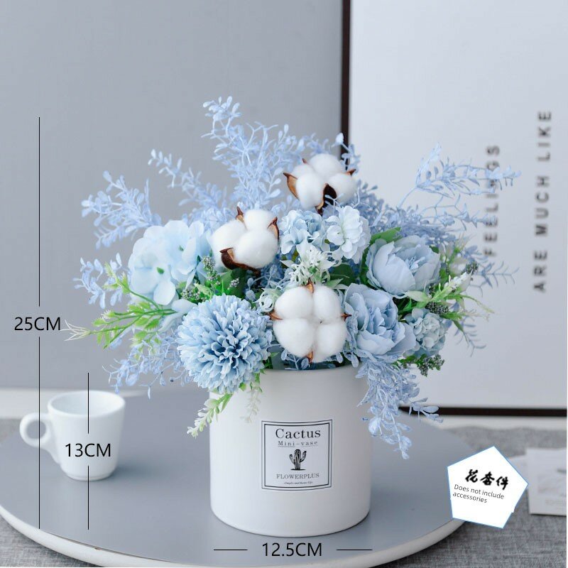 Скандинавский современный простой букет из искусственных цветов: светло-голубой, ледяной, снежный, гибискус,