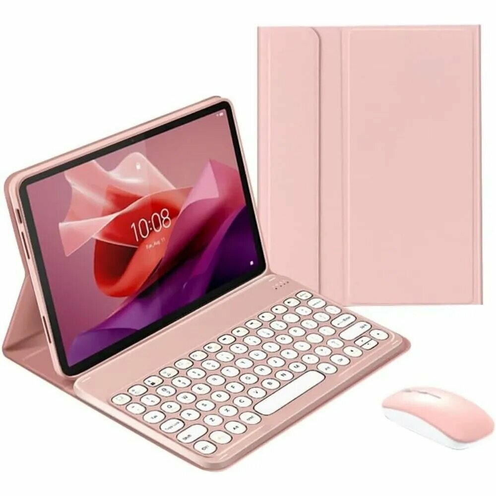 Для Honor Pad X9/X9 LTE 11,5 дюйма 2023 (ELN-W09/L09) с круглой клавиатурой Bluetooth мышь магнитно кожаный чехол русская и английская раскладка