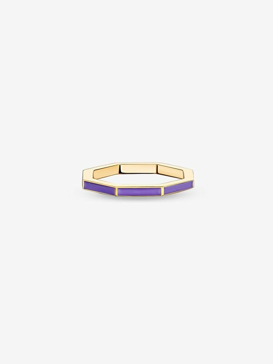 Кольцо FLEUR DE NEIGE JEWELRY, эмаль, размер 16.5, фиолетовый, золотой — фото 1