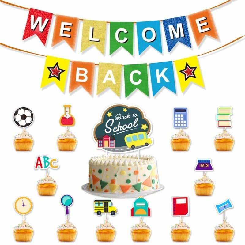 Украшение вечеринки в школьный сезон, тянущий флаг, цветочный баннер-60 x 240 см