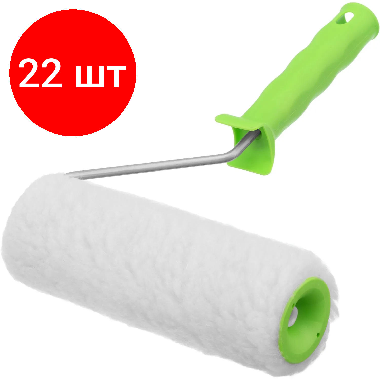 Комплект 22 штук, Валик с ручкой Сибртех 200 мм натуральный мех ворс 12 мм, 80123