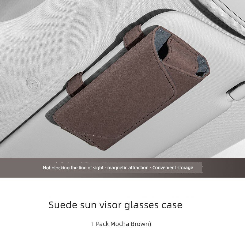 Автомобильная подставка для очков с магнитным креплением, мокко-коричневый фальшивый мех, улучшенное хранение