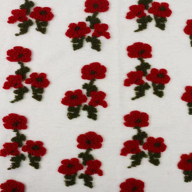 Обратный плетеный жаккард, вишня, 3D бархатная ткань, подушка, плед, домашняя одежда, букет, бархатная ткань, жаккард, бархатная ткань из ягненка