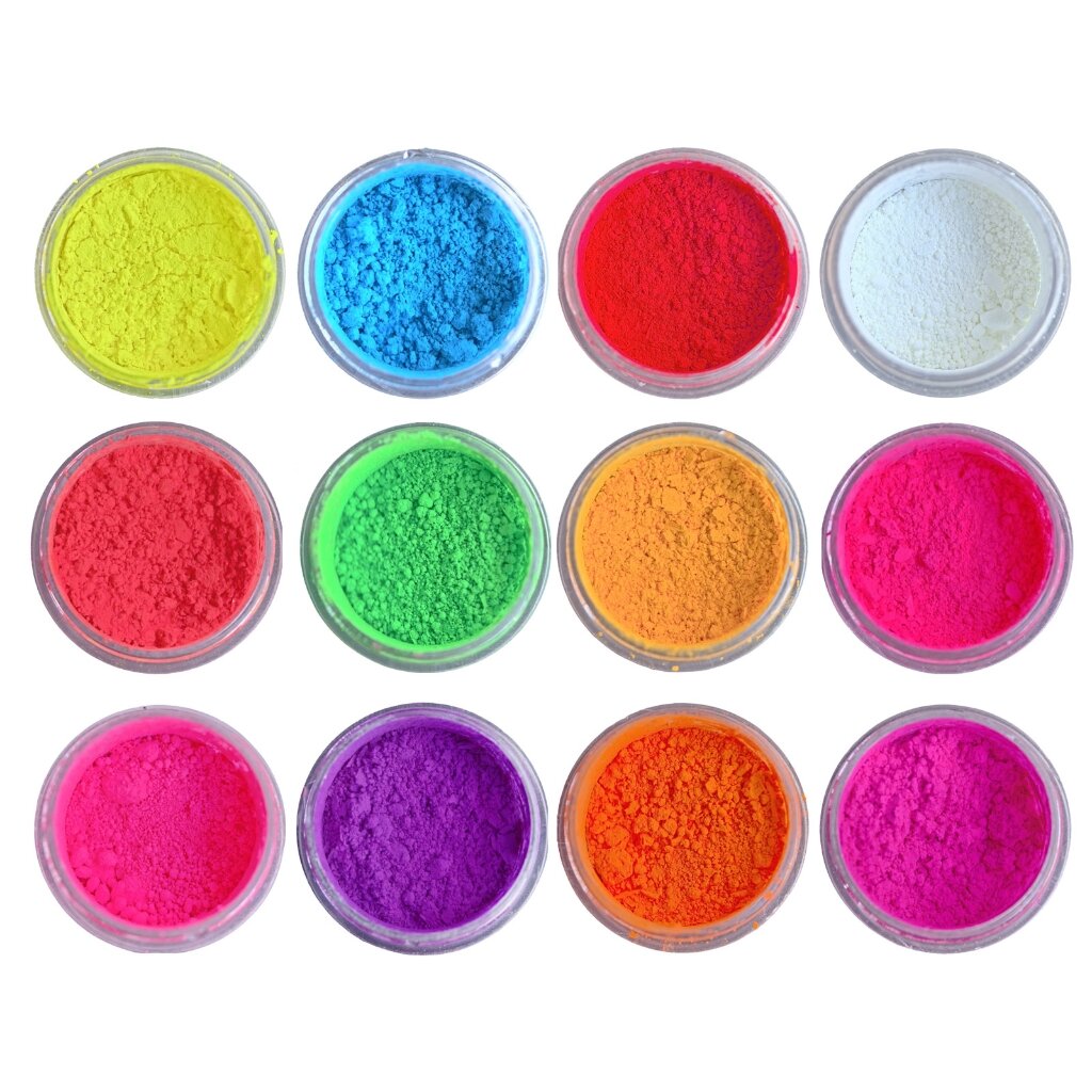 Упаковка из 12 Флуоресцентных Блестящих Порошков на Основе Пигментов 12 Цветов для Художественных Ярких Вечерних Принадлежностей