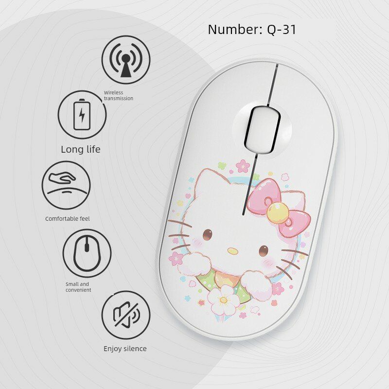 Беспроводная Bluetooth-мышь Hello Kitty, бесшумная, для девочек, для игр, офиса, планшета, ноутбука, универсальная