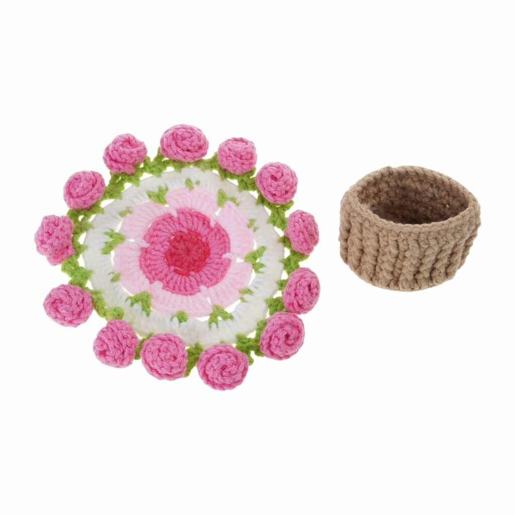 Плетеная подставка-Розовая подставка для цветов, Бежевая корзина для цветов, 18 см