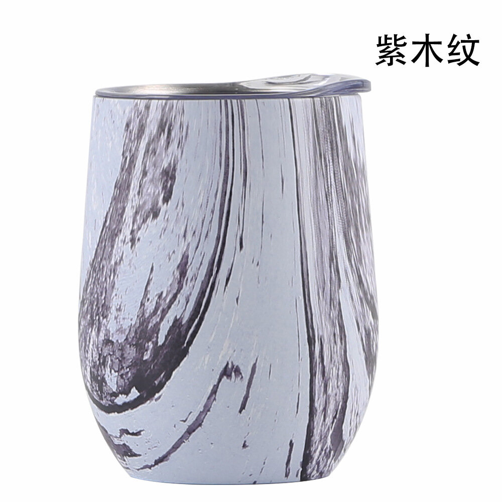 12 унций яичная чашка 304 нержавеющая сталь вакуумная чашка с текстурой дерева креативная U-образная чашка для красного вина