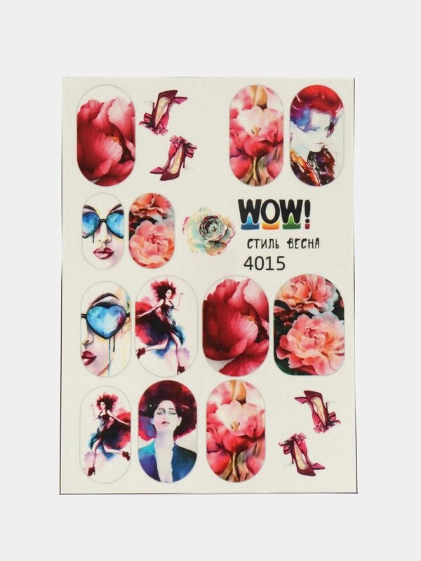 Наклейки для ногтей, слайдеры для маникюра и педикюра "Весна с цветами и девушками"