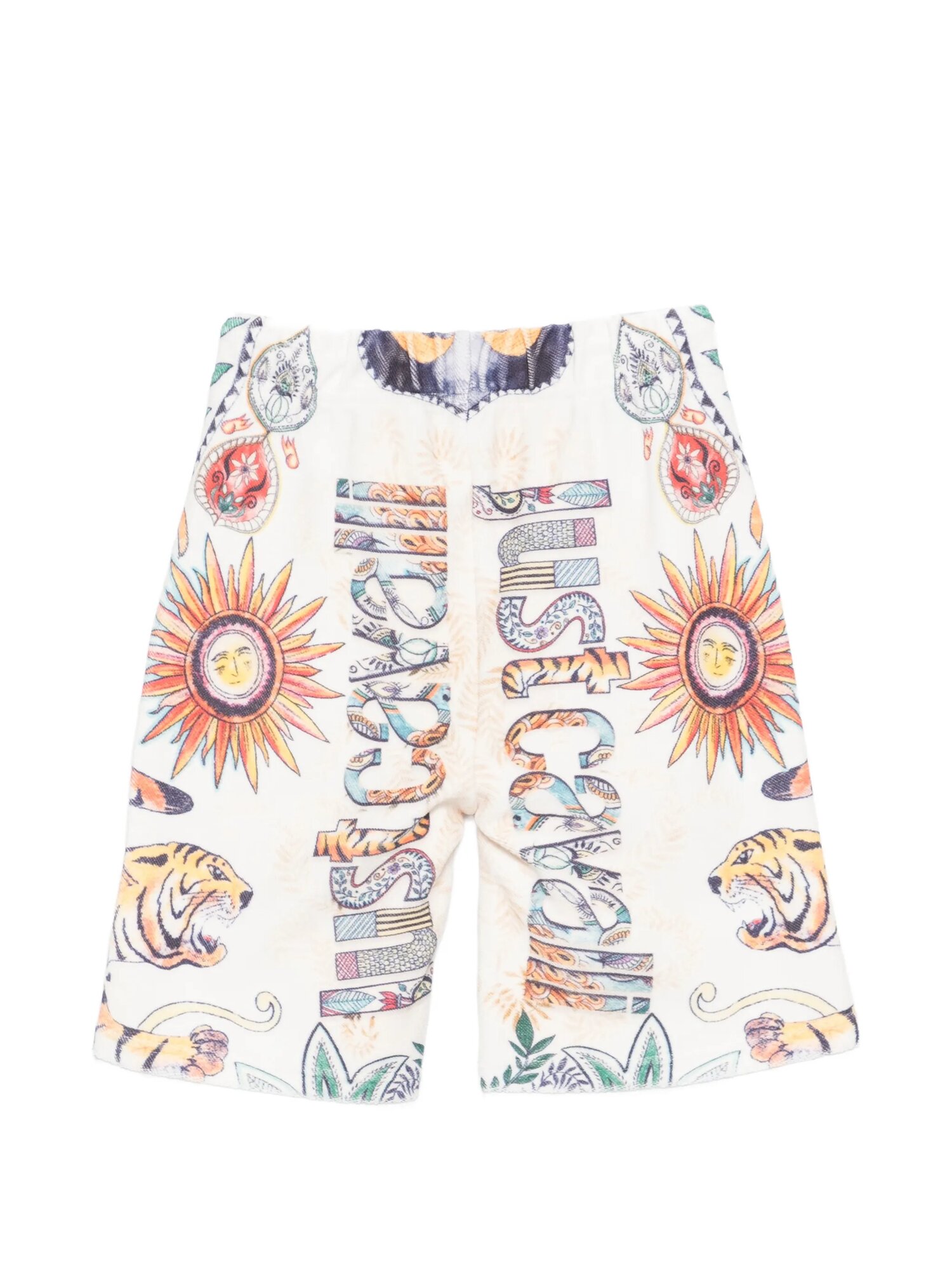 Шорты Just Cavalli Tiger-print shorts, размер 14 лет, бежевый/белый — фото 1