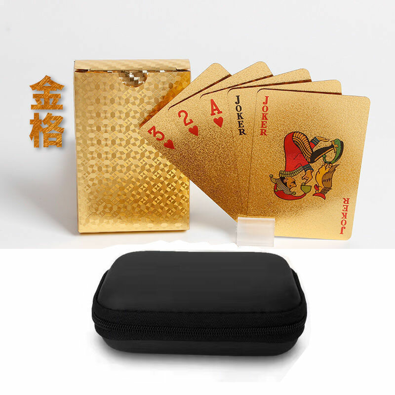 Золотые покерные карты, моющиеся, долговечные, золотая фольга, подарок для покера, пластиковые PVC, бридж, маджонг, внешняя торговля