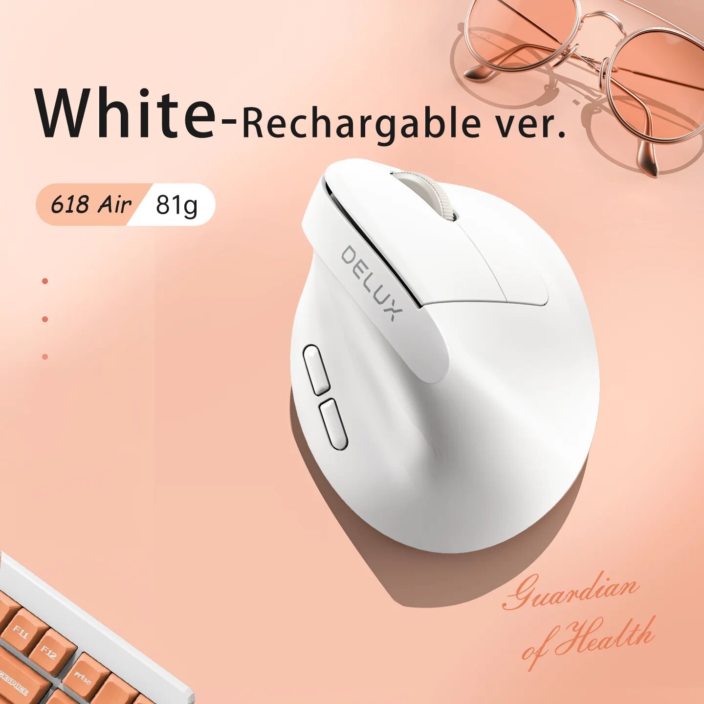 Delux M618 Air беспроводная мышь White-rechargable