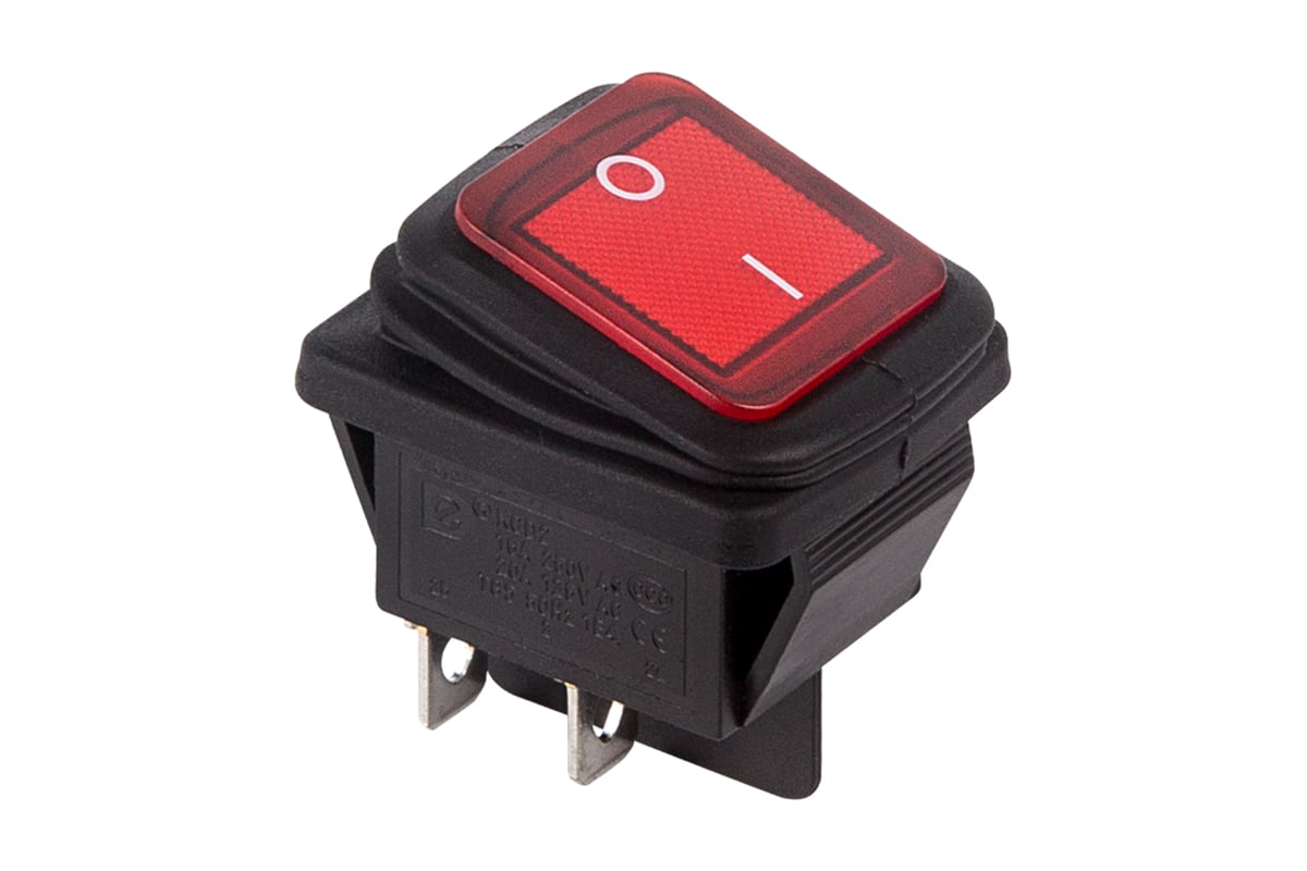 Выключатель Rexant клавишный ON-OFF, красный с подсветкой, 250В 15А 4с, влагозащита {36-2360} (1 шт)