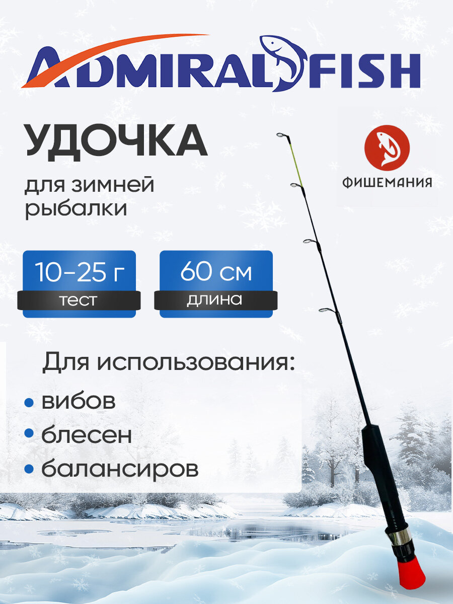 Удочка для зимней рыбалки Admiral 60 см M 10-25 гр / Удочка для зимней рыбалки на судака