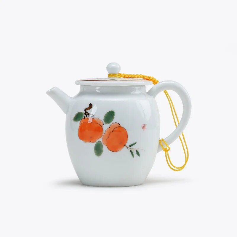 Керамический чайник ручной работы с росписью хурмы 180 мл D- About 180ml