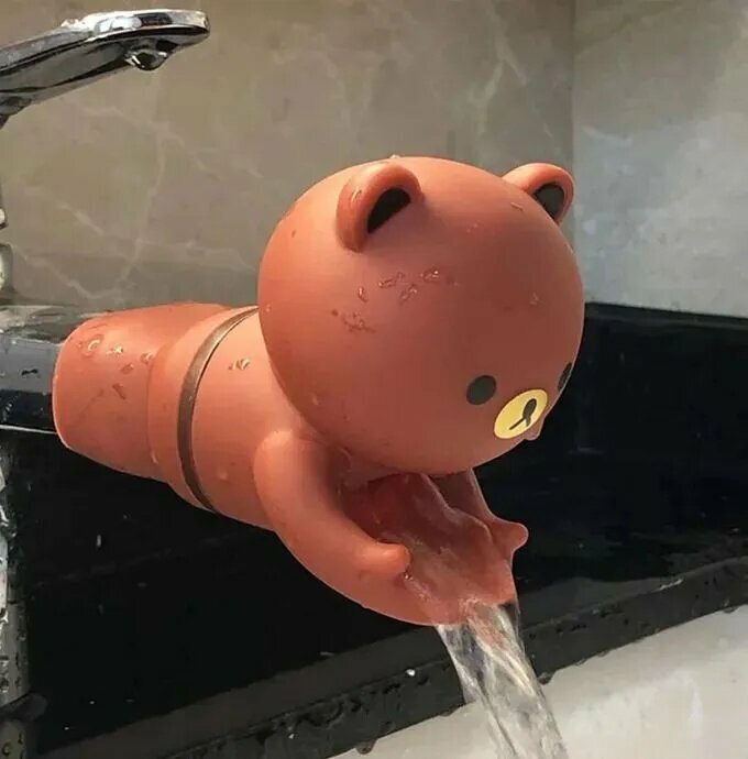 Милый смеситель Мишка, детская насадка-удлинитель на кран, насадка на смеситель для детей защита крана, размер 10х11,5 см, цена за 1 штуку