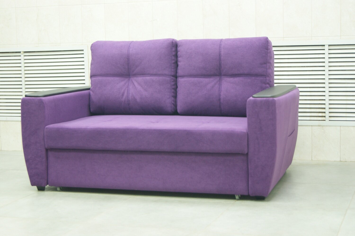 Прямой диван Майами (Дубай) Фиолетовый велюр 120 , easy click, 160х110х80 см, с ящиком для белья