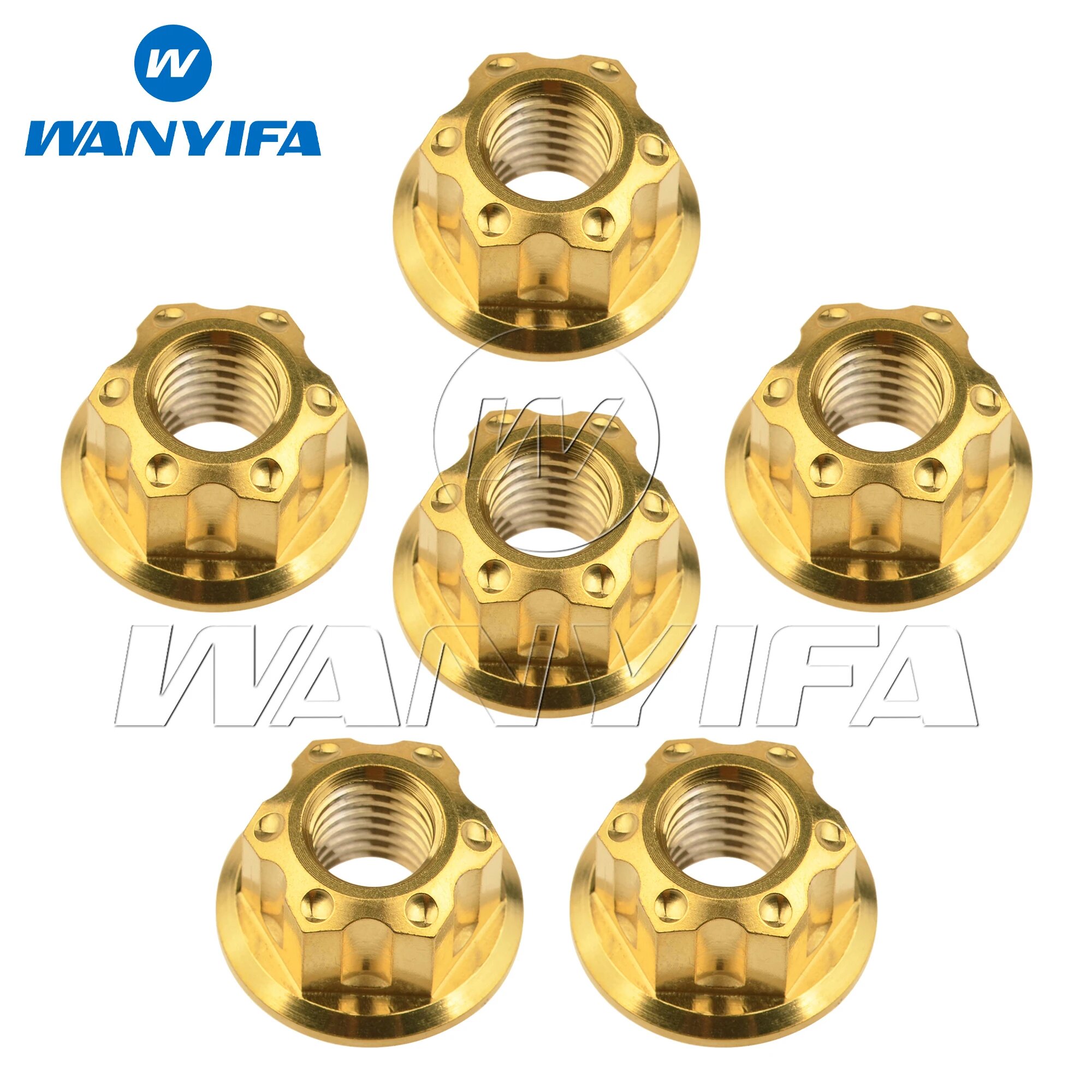 Титановые гайки Wanyifa M6/M8/M10/M12/M14/M16 M10 Pitch 1.25mm, Gold