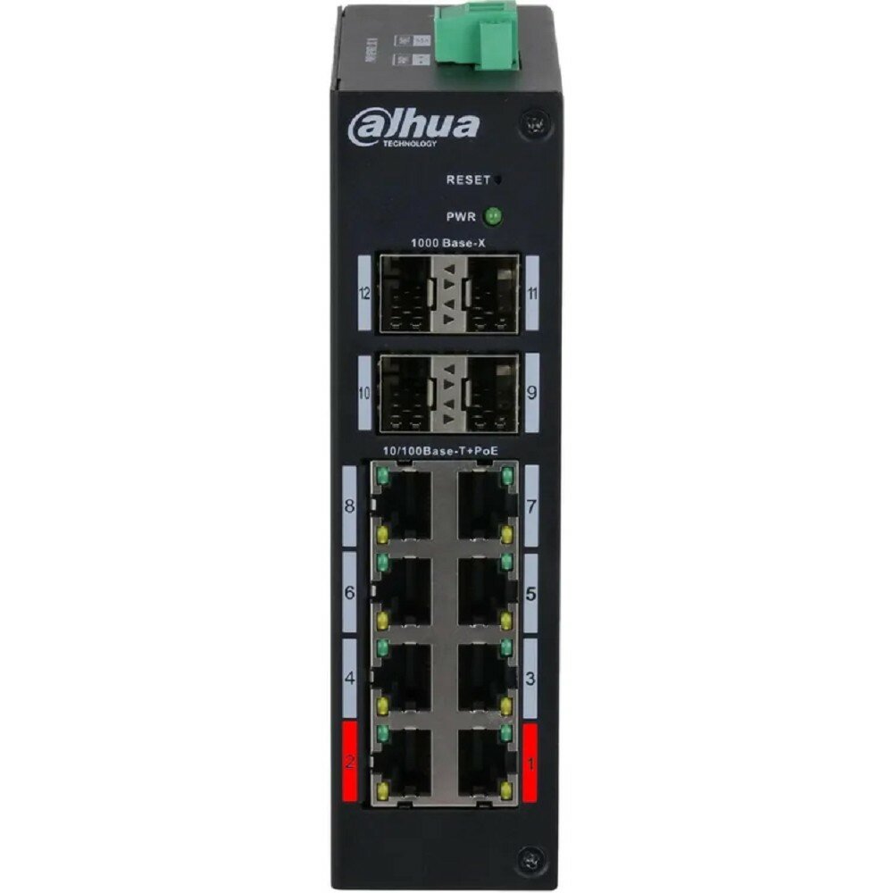 Коммутатор DH-HS4412-8ET-120 Dahua Веб-интерфейс 12 портов 100 Мбит/сек