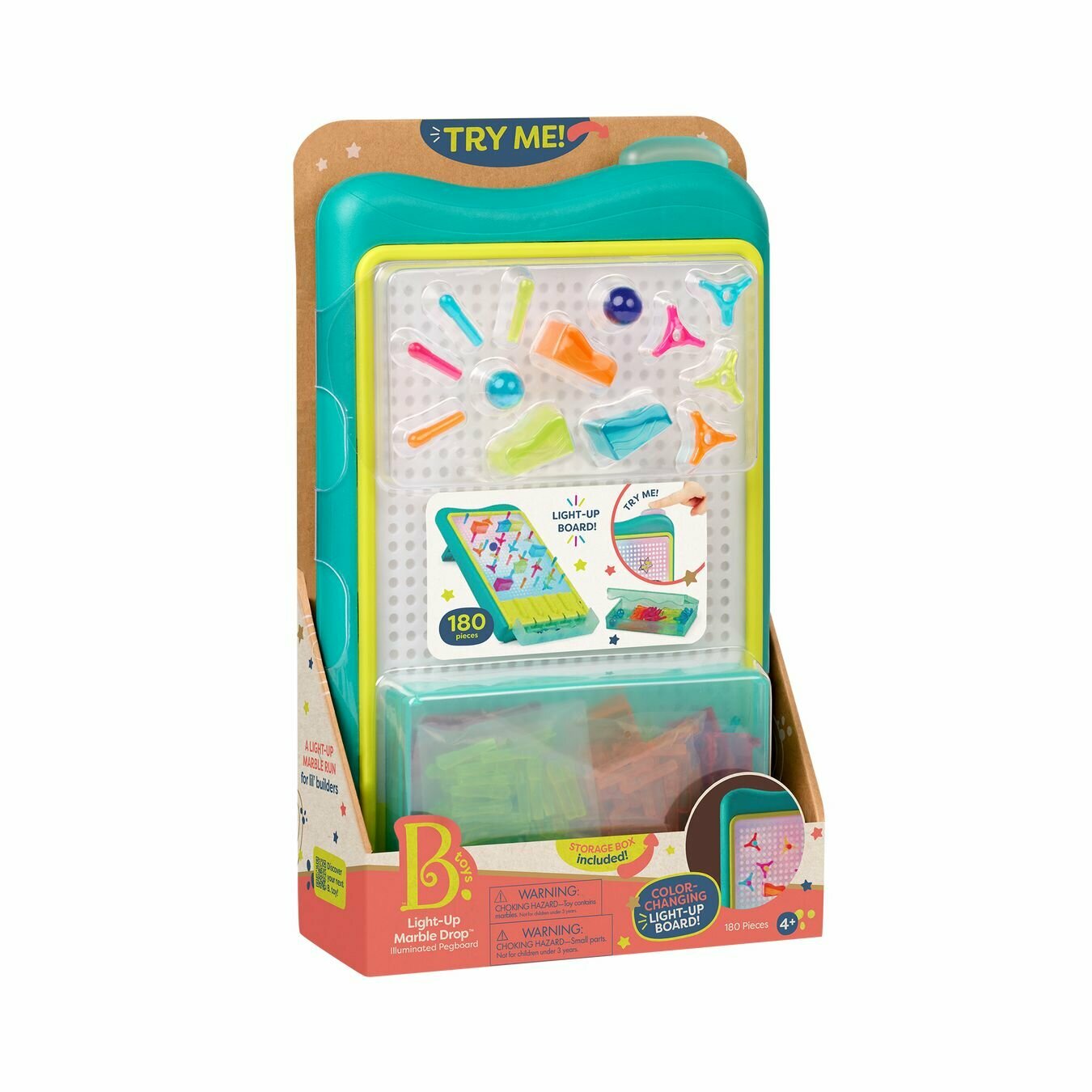 Развивающая игрушка B.Toys - Игровой набор 2в1 Creative Board "Подсвечиваемый конструктор-лабиринт и световая панель для творчества", 180 эл, 4+ лет. - Би. Тойс BX2326Z