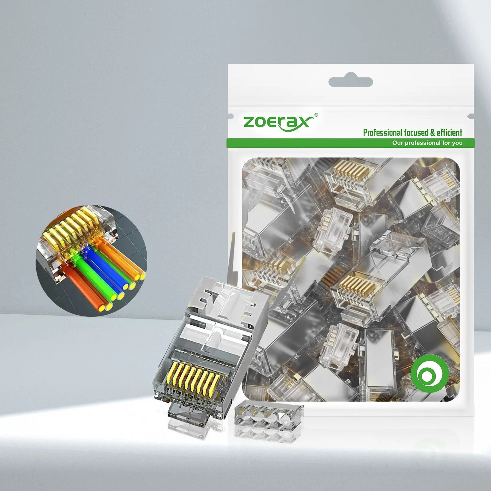 ZoeRax RJ45 сквозной разъем Cat7 Silver, 10шт