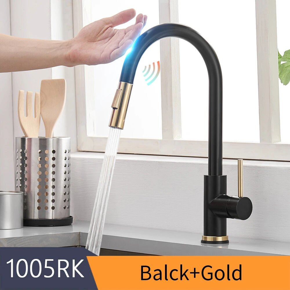 Умные сенсорные кухонные смесители Smart Touch Kitchen Faucets Crane For Sensor Kitchen Water Tap Sink Mixer Rotate Touch Faucet Sensor Water Mixer KH-1005