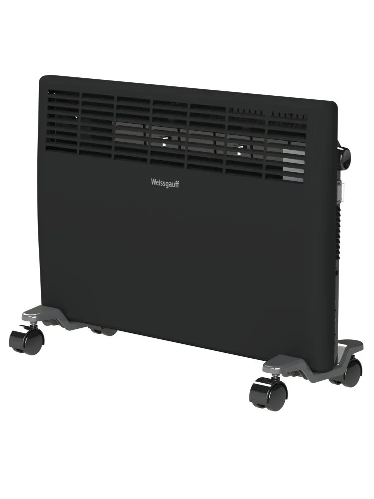 Конвектор электрический Weissgauff WCHM 1500 Black, Мощность 1500 Вт, Напольная и Настенная установка, Датчик опрокидывания, Степень защиты от влаги IP24
