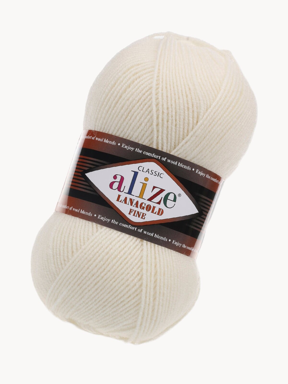 Пряжа для вязания Lanagold fine Alize, 5 мотков (390м, 100 гр), цвет 62 Молочный