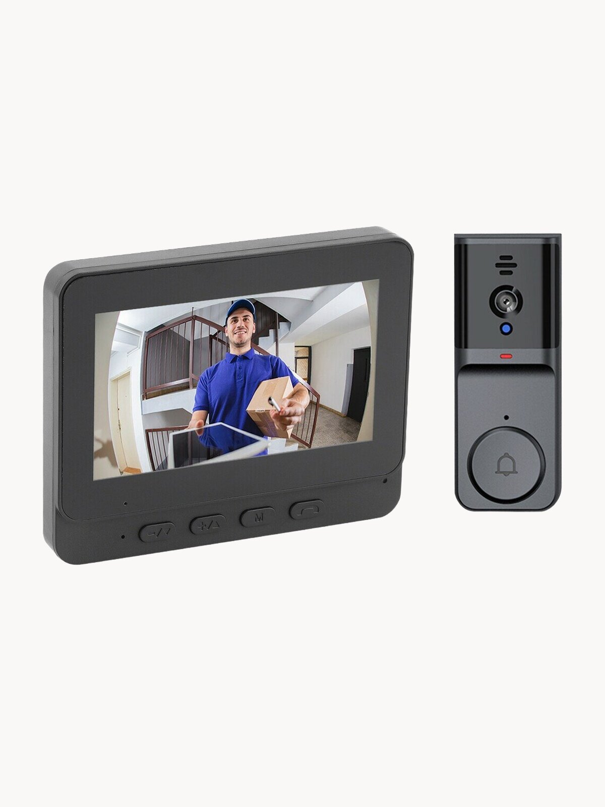 Беспроводной видеодомофон с камерой видеонаблюдения Ring Door-Bell / С 4,3-дюймовым экраном внутренней связи