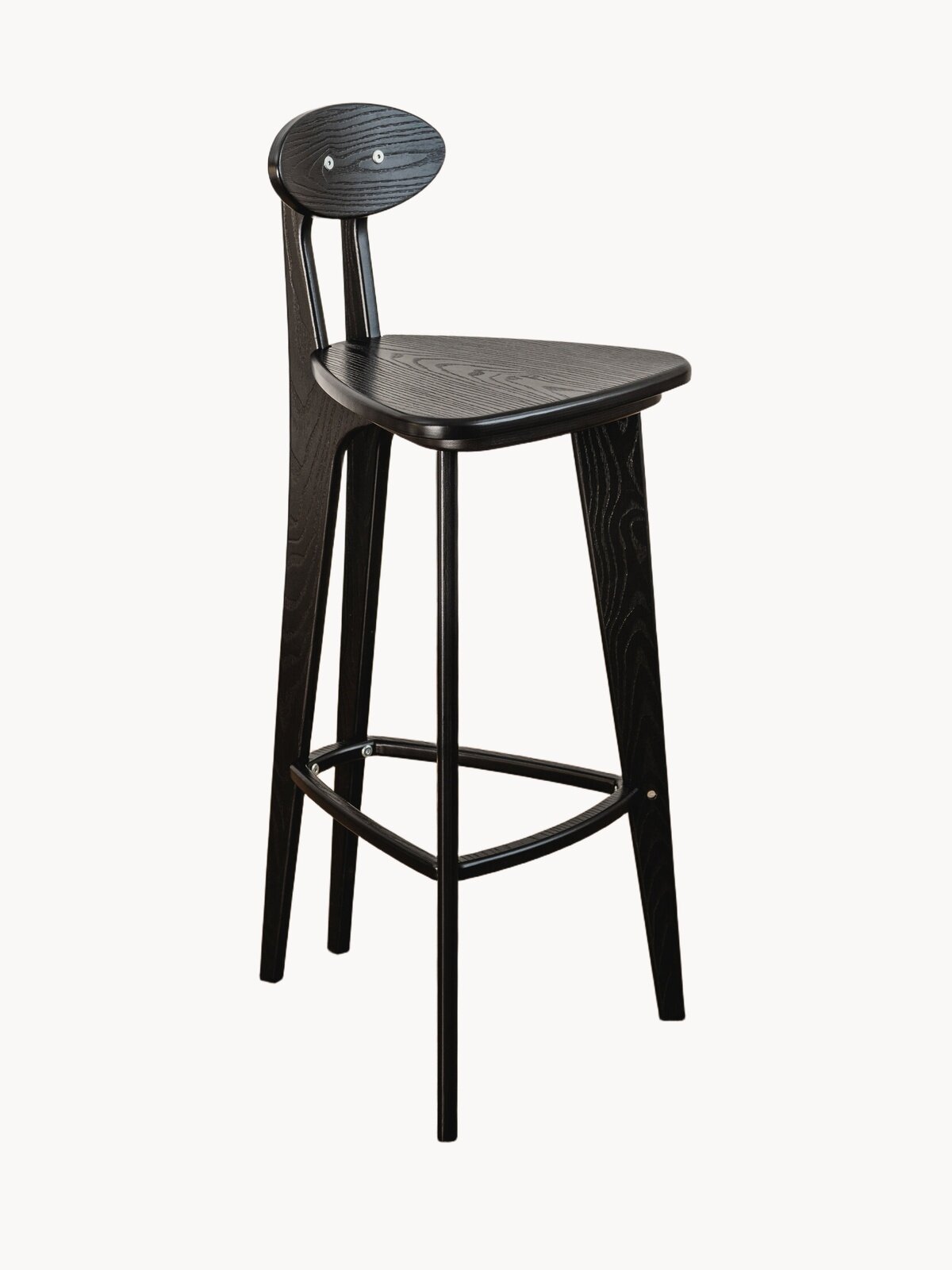 Барный стул Glider деревянный со спинкой 4 прямые ножки кухонный, цвет черный