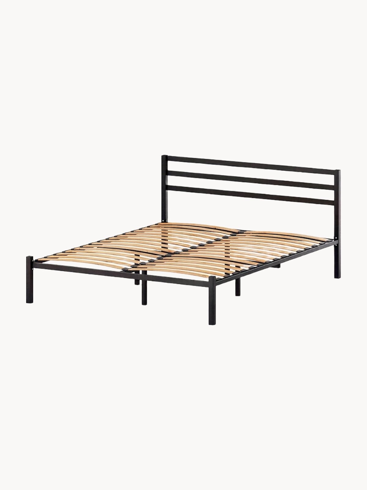 Двуспальная металлическая кровать 180х200 см, ортопедическое основание, черная