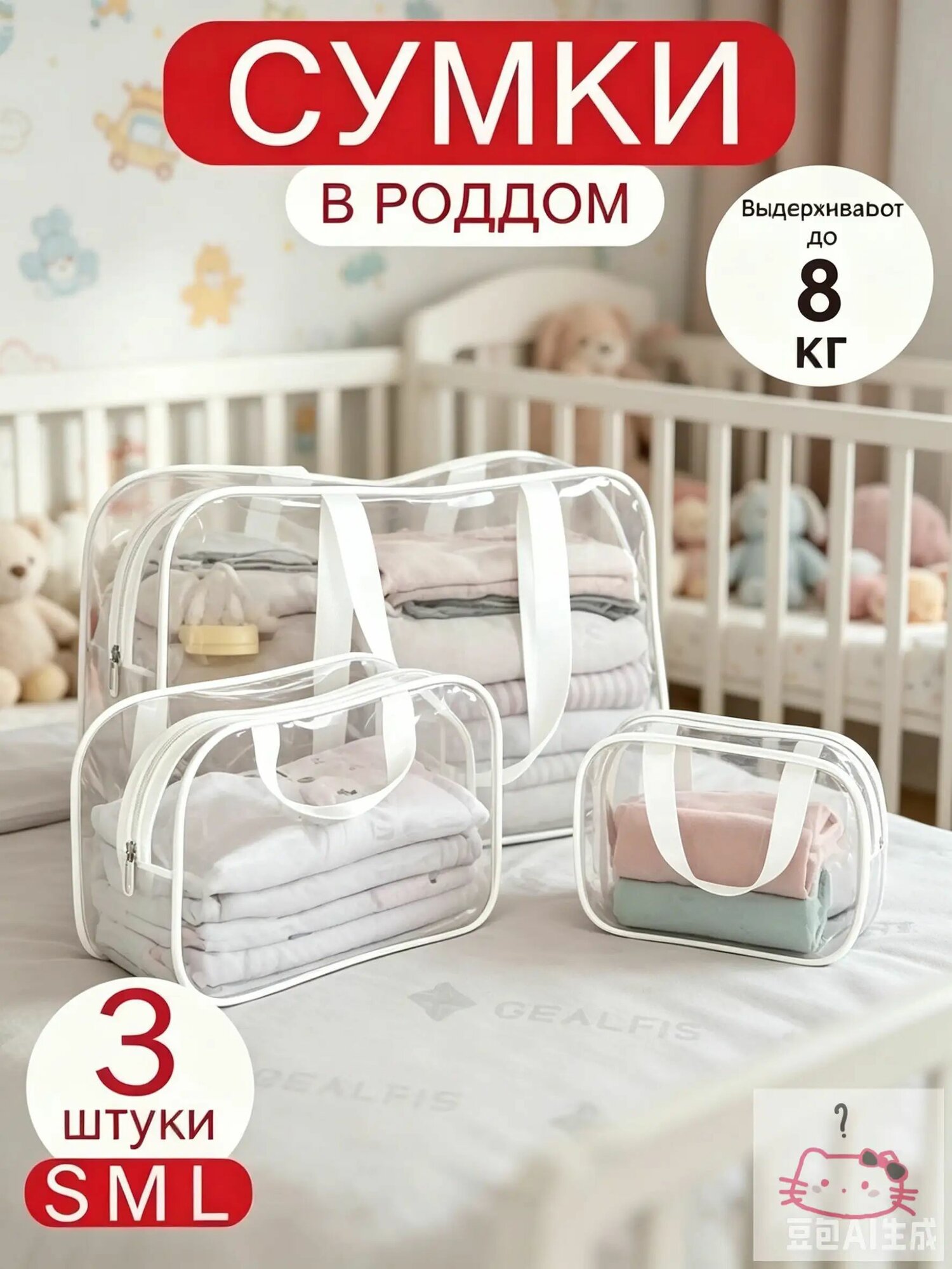 Сумки в роддом для беременных для мамы комплект 3 шт матовые