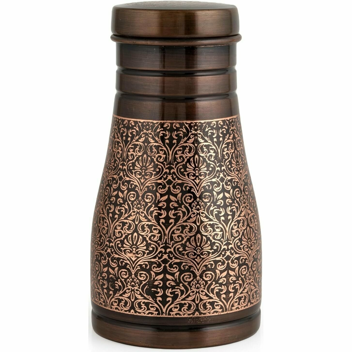 Медный графин - кувшин со стаканом-крышкой кованый, с резным узором, для настаивания медной воды 1100 мл