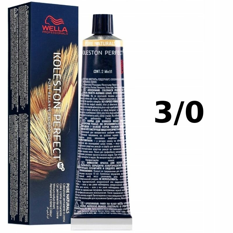 Wella Koleston Perfect ME+ 3/0 Темно-коричневый Стойкая крем-краска для волос, 60 мл