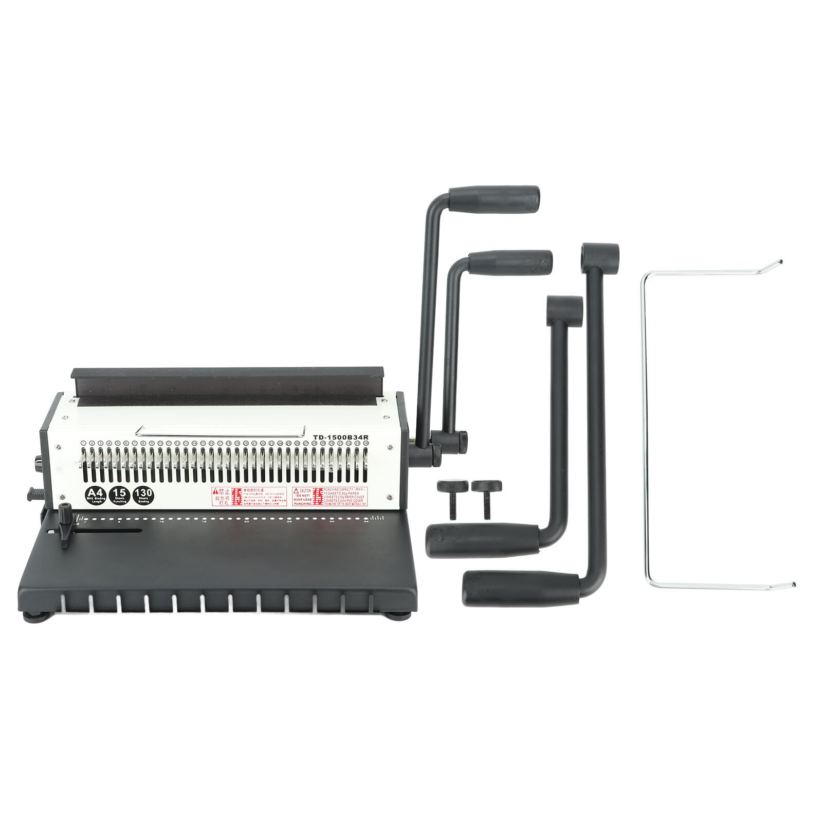 Переплетная машина с шагом 3:1, спиральный переплет, 34 отверстия, 2 перфоратора для рулонов формата A4, A5, Letter Size, круглые отверстия.