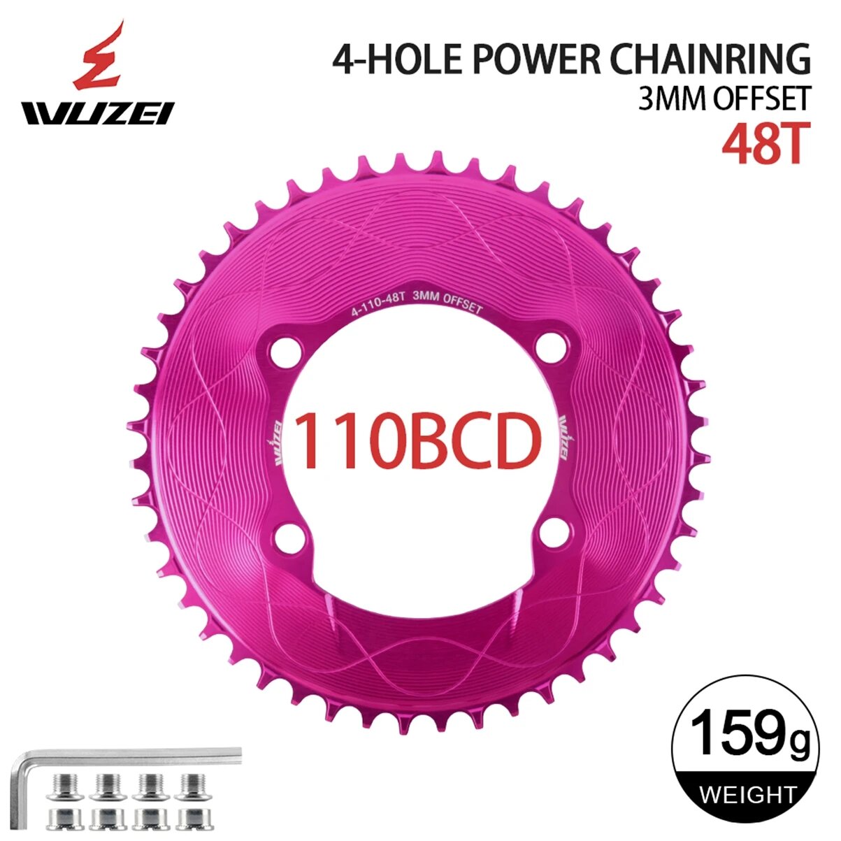 WUZEI 48T звездочка для велосипеда 110BCD 3мм offset