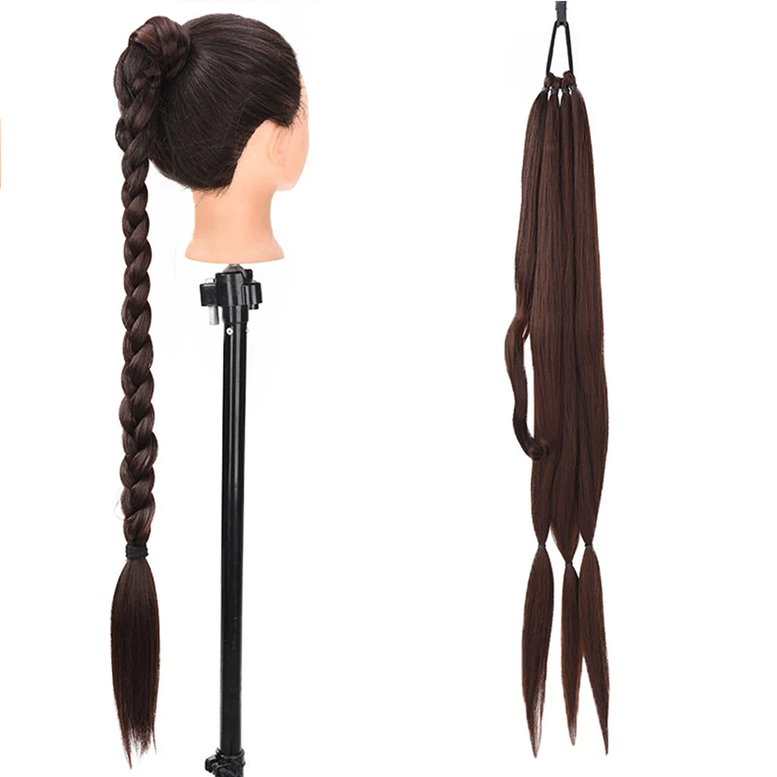 Женский длинный парик с косами в виде хвоста, модные синтетические накладные волосы с повязкой на голову, натуральная накладка для хвоста для женщин, 31 дюйм, 150 г