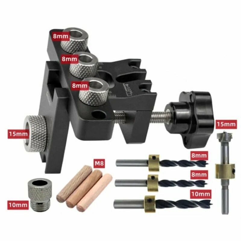 Набор для крепления дюбелей 3 в 1 Направляющая для сверления отверстий в дереве Положение для деревообработки