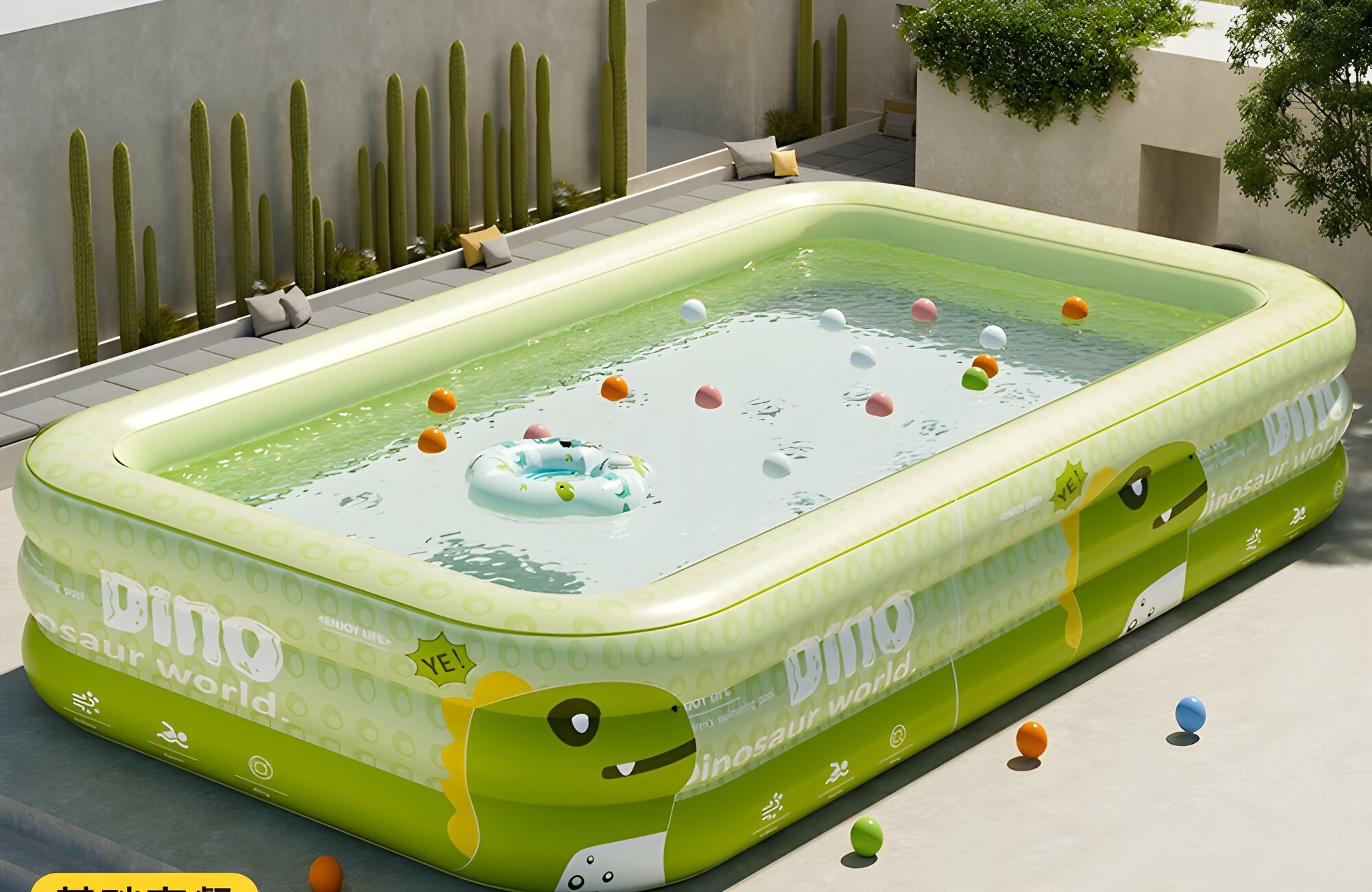 Бассейн детский "Dragon Cub green", ПВХ, 260 см х 160 см, зеленый