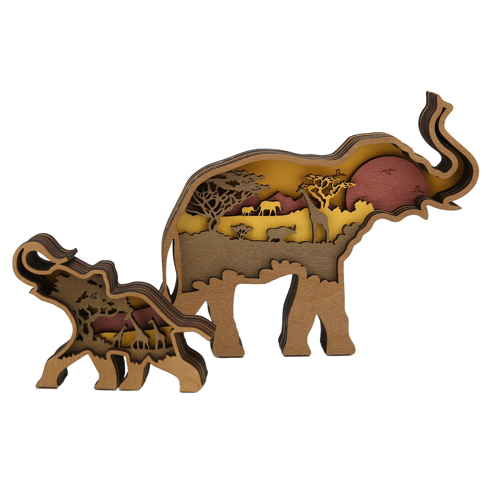 Статуя слона Самшит, механическая гравировка, безопасный, прочный, изысканные детали, декор слона со светом для офиса, спальни