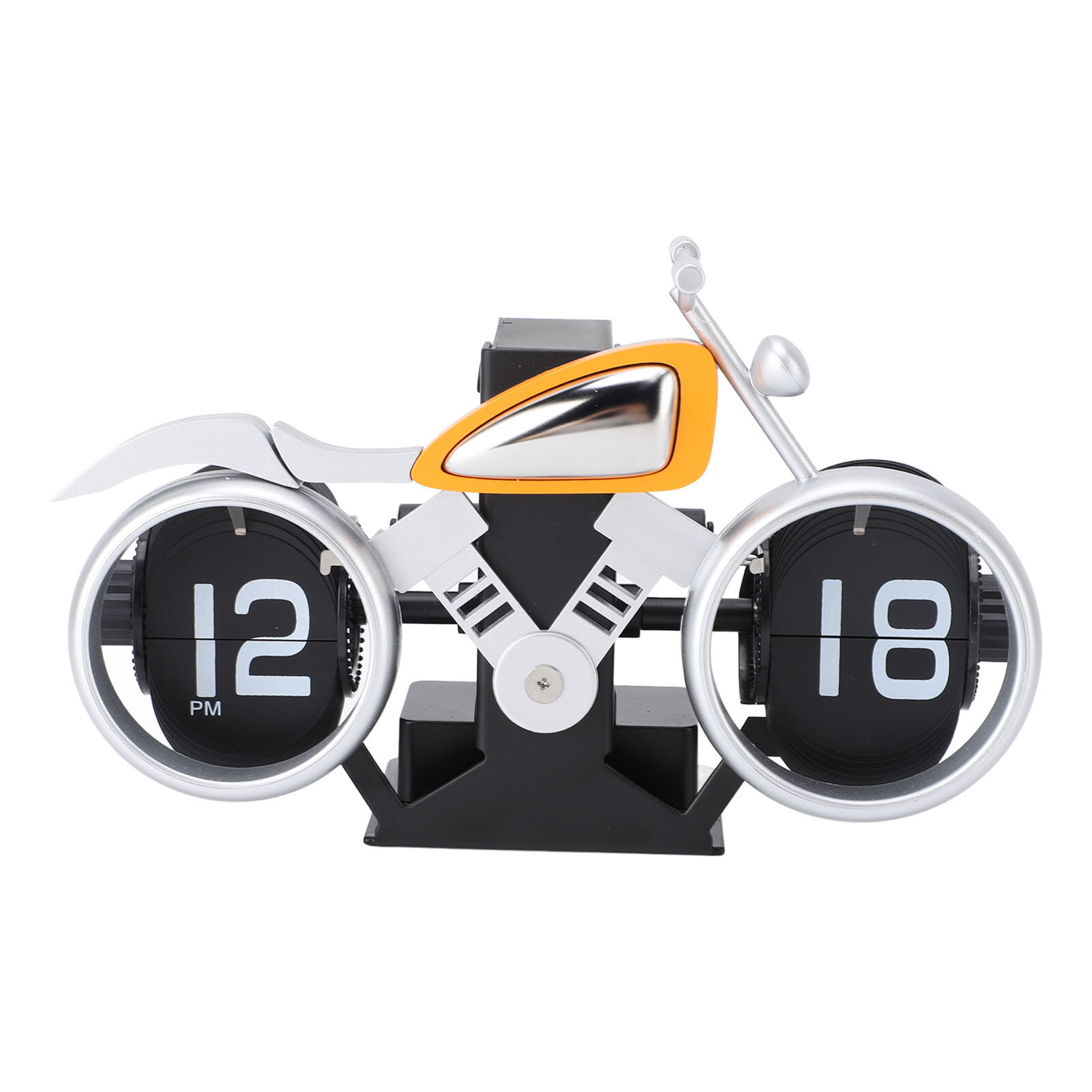 Механические перекидные часы из пластика ПВХ на батарейках настольные часы для мотоцикла для спальни гостиной офиса серебристо-оранжевые