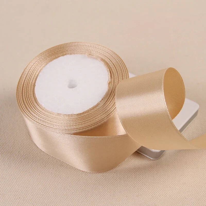 Мerylover атласная лента полиэстер 22 м 6/10/15/20/25/40/50 мм Бежевый, 71 champagne Q, 15mm