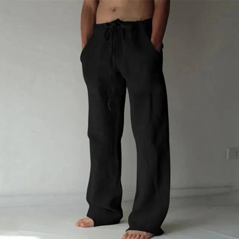 Черные мужские льняные брюки, 4XL